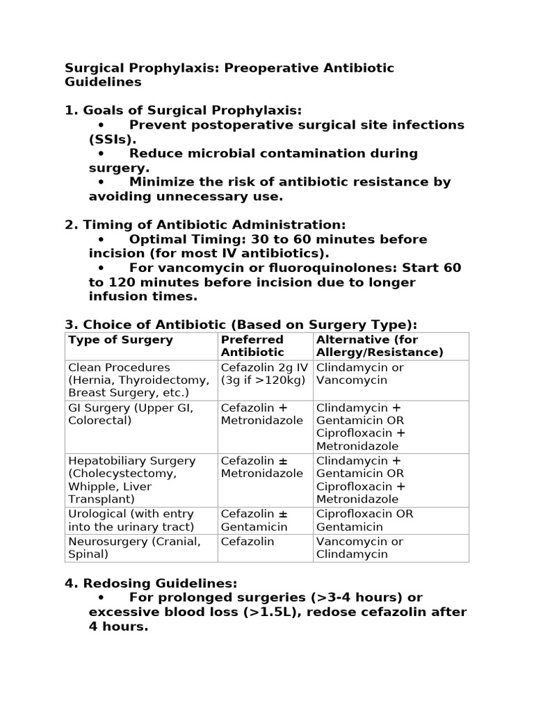 Surgical Prophylaxis Antibiotic Guidelines | PDF
