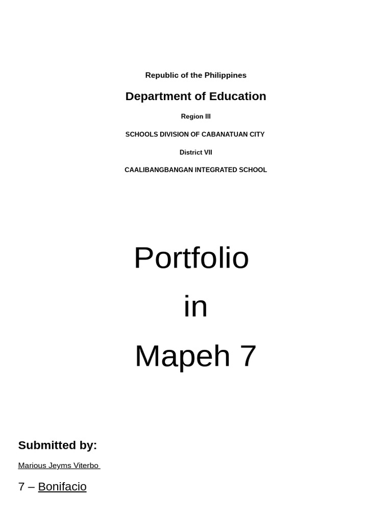 MAPEH 7 Portfolio by Marious Viterbo | PDF