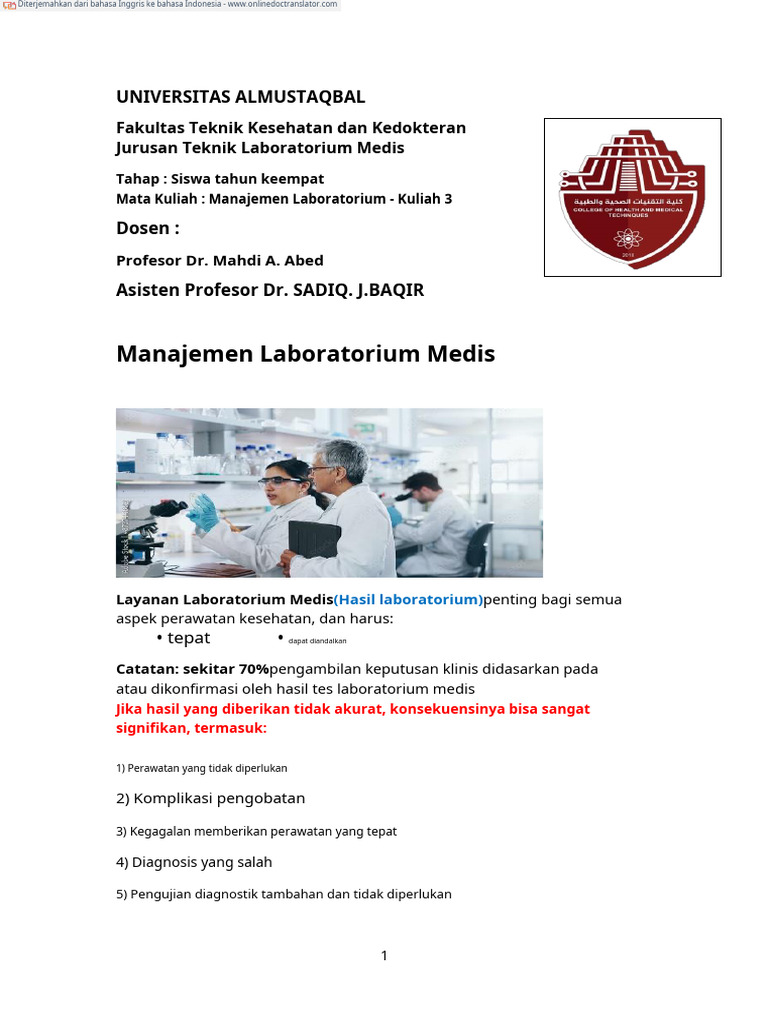 Manajemen Laboratorium - En.id | PDF