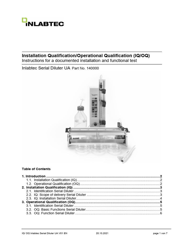 Inlabtec Serial Diluter UA IQOQ V01 EN | PDF | Verification And Validation