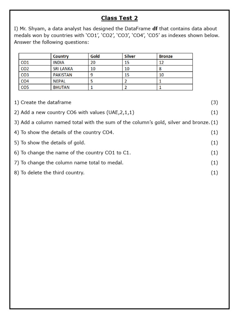 Operations On Rows and Columns TEST 1 | PDF