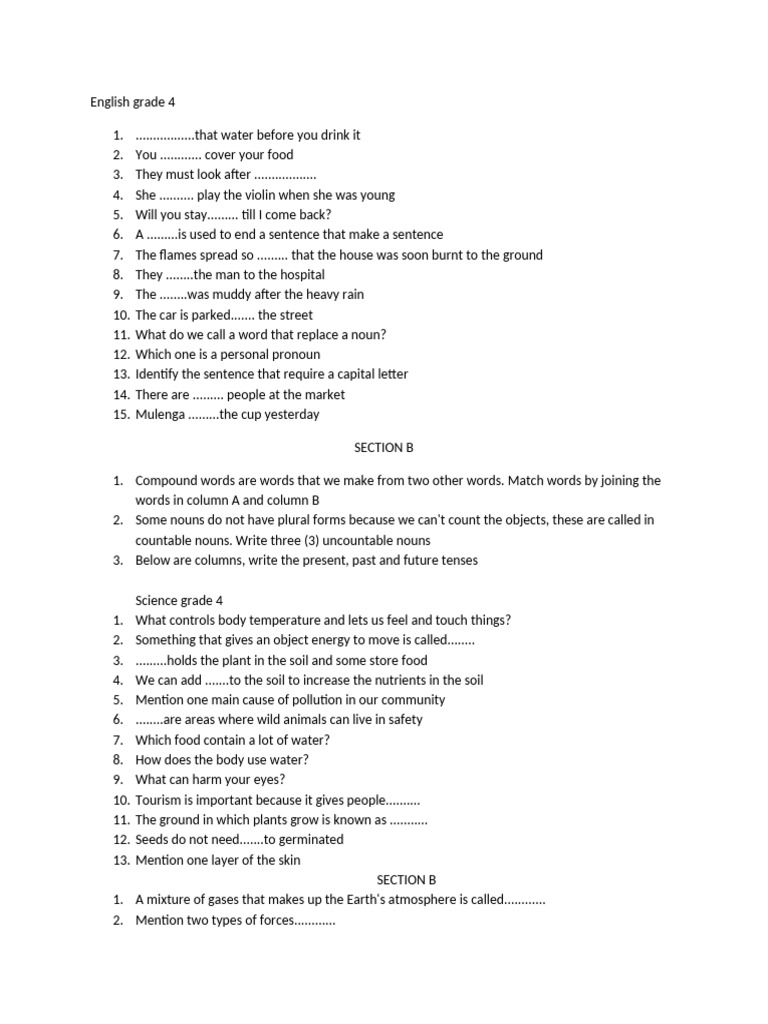 English grade 4-WPS Office | PDF | Noun | Plants