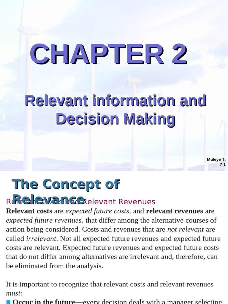 Relevant Costs and Decision Making | PDF | Book Value | Financial Economics