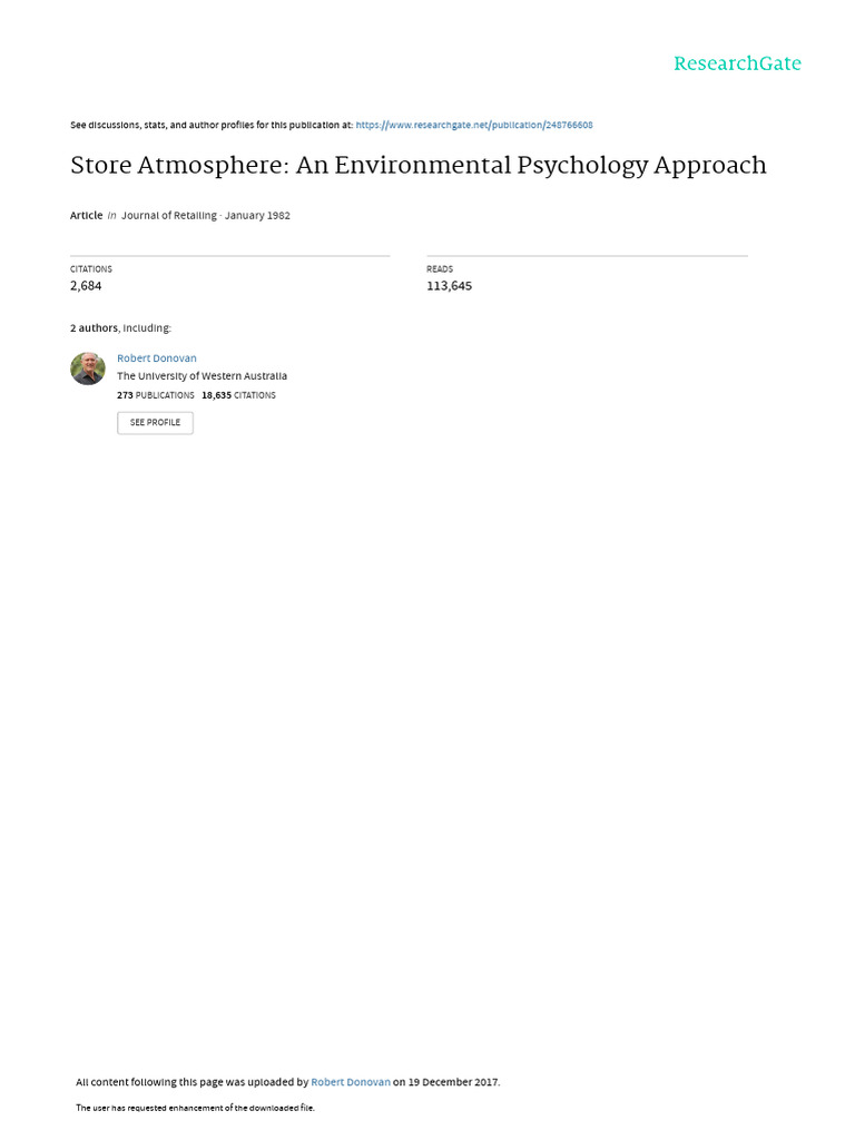 Store Atmosphere in Retail Psychology | PDF