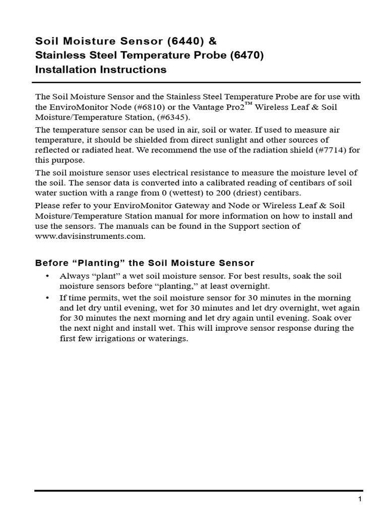 Soil Moisture Temperature Sensors 07395-158 IM 06440 6470 | PDF | Pipe ...
