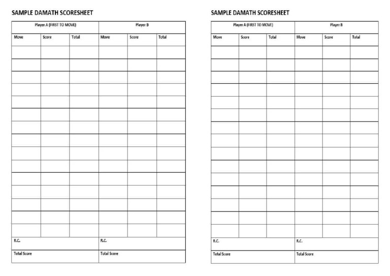 Damath scoresheet | PDF