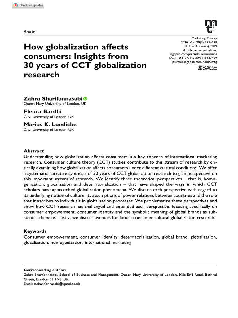 How Globalization Affects Consumers: Insights From 30 Years of CCT Globalization Research | PDF ...