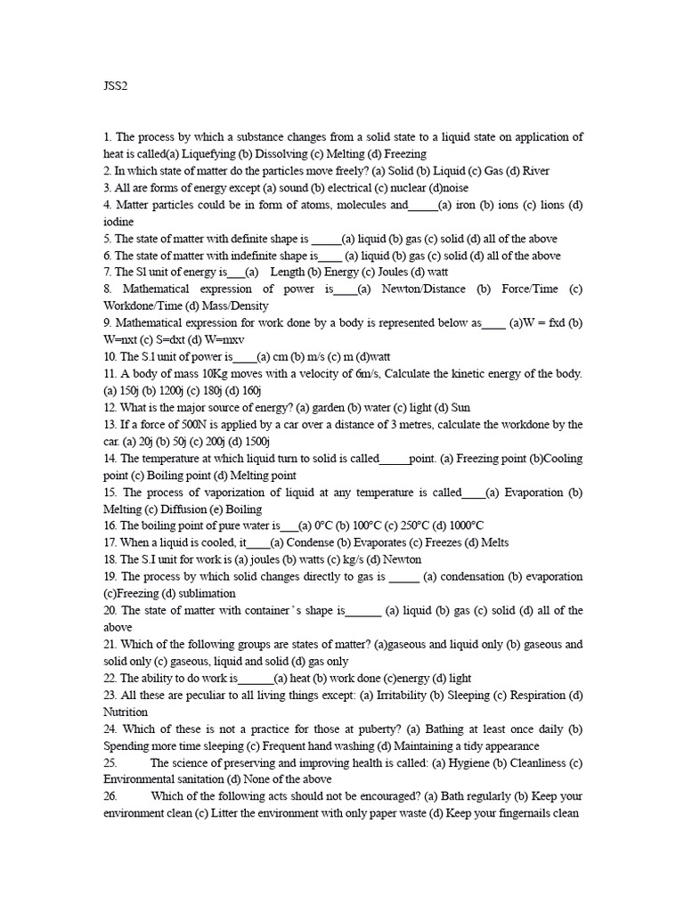 Basic Science JSS2 | PDF | Liquids | Evaporation