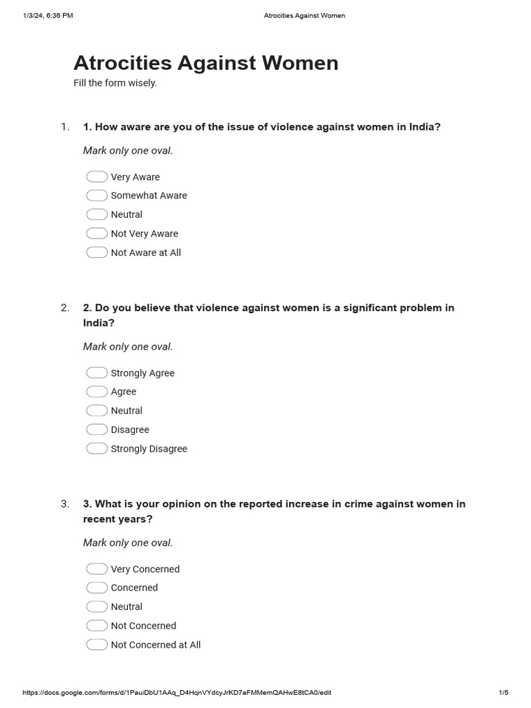 English Form - Google Forms | PDF | Violence | Violence Against Women