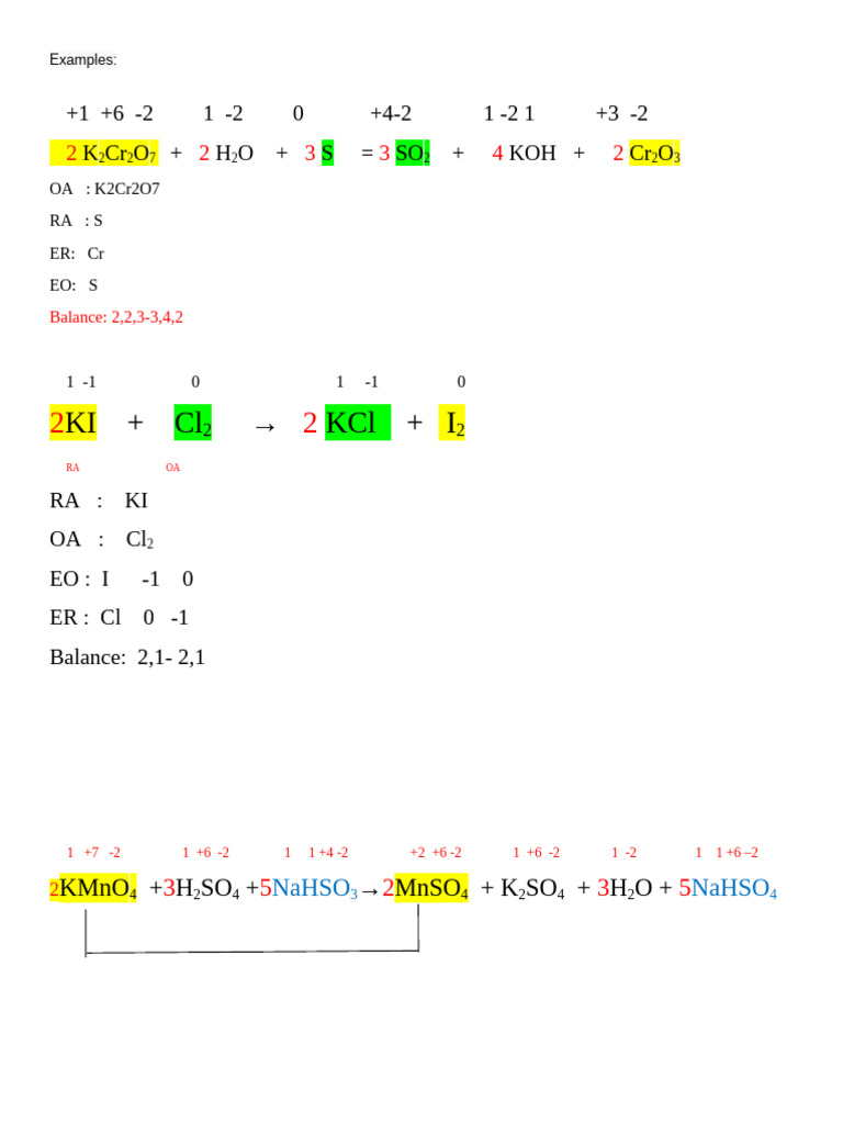 REDOX Examples 1 | PDF