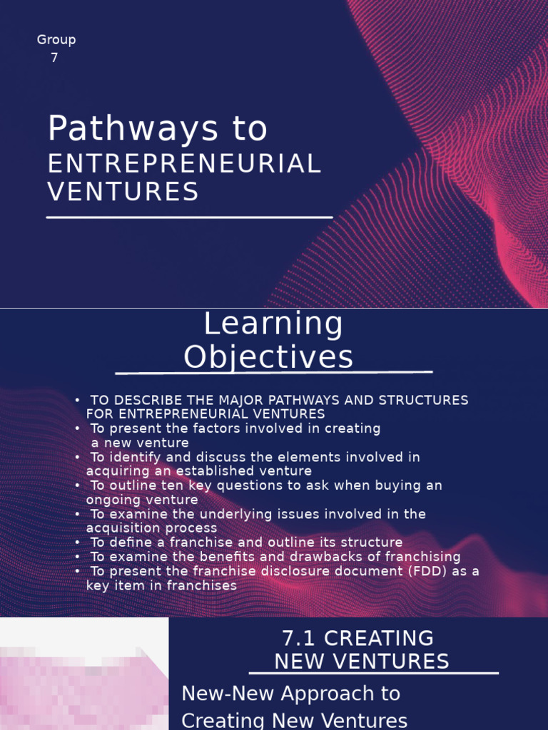 Chapter 7 Pathways To Entrep Venture | PDF | Franchising | Entrepreneurship