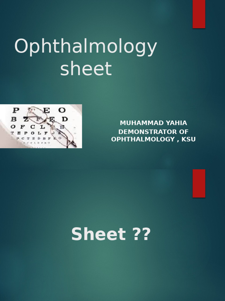 1.ophthalmolgy Sheet | PDF | Human Eye | Ophthalmology