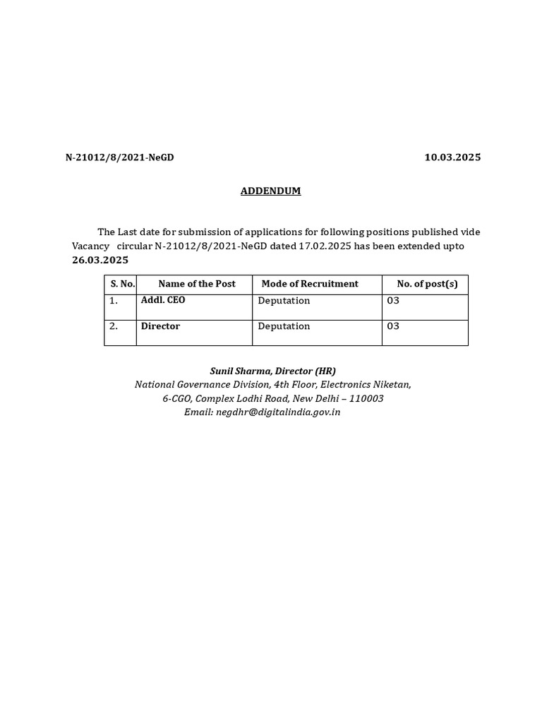 Addendum Vacancy Circular | PDF | Governance | Computer Security