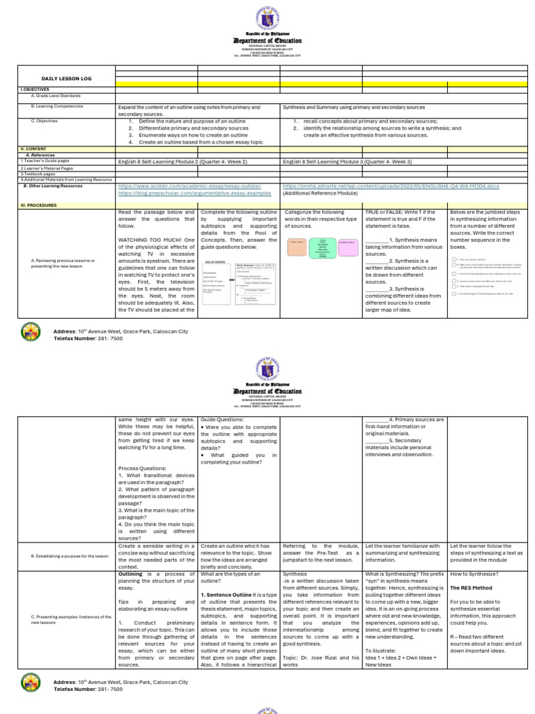 WLP-G8-Q4-MODULE2-3 | PDF | Essays | Learning