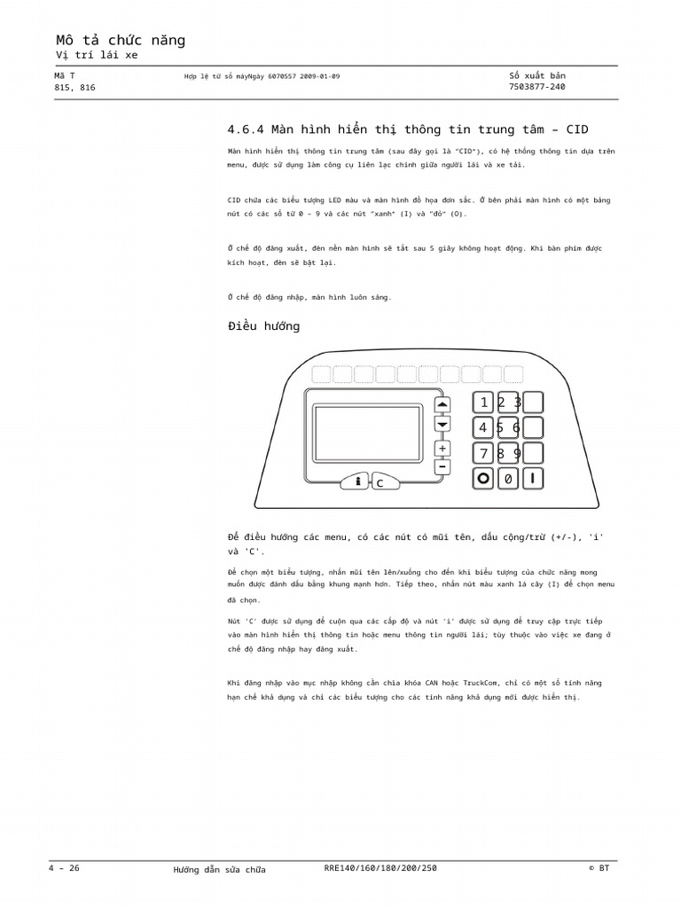 Màm hình CID BT RRE | PDF