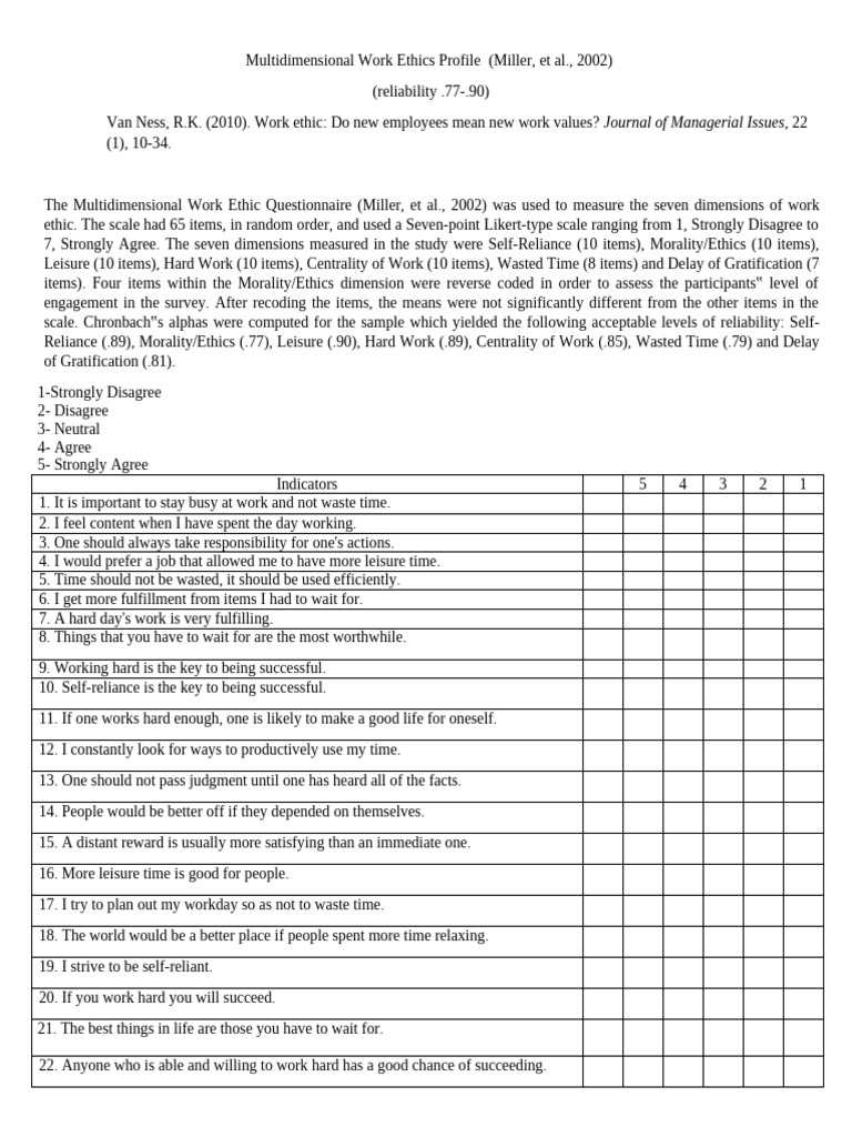 Multidimensional Work Ethics Profile | PDF | Likert Scale | Behavioural Sciences