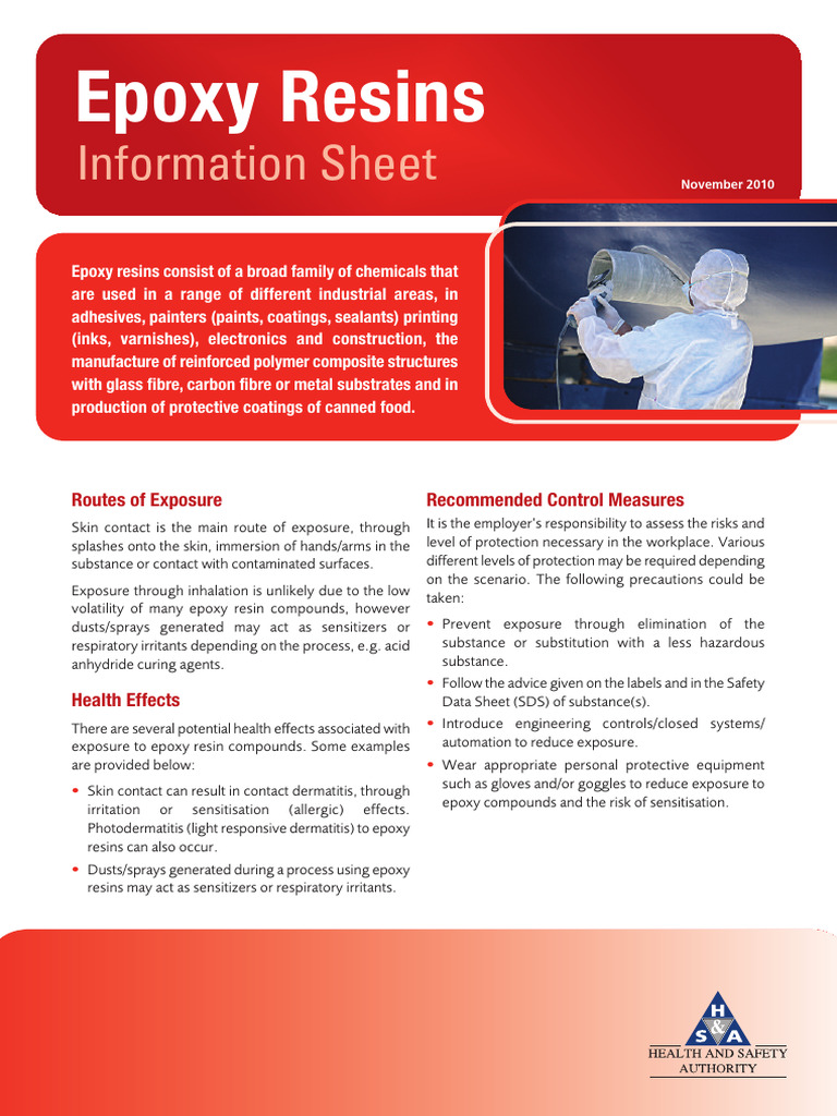 Epoxy Resins Information Sheet | PDF | Epoxy | Occupational Safety And ...