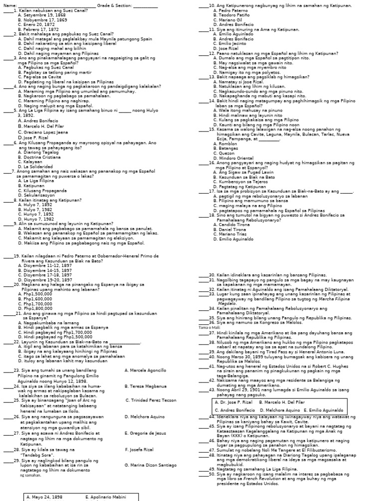 Long Quiz AP6 | PDF
