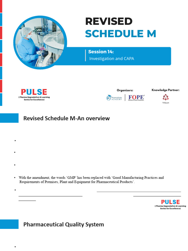 Failures Investigation & CAPA As Per Revised Schedule M | PDF