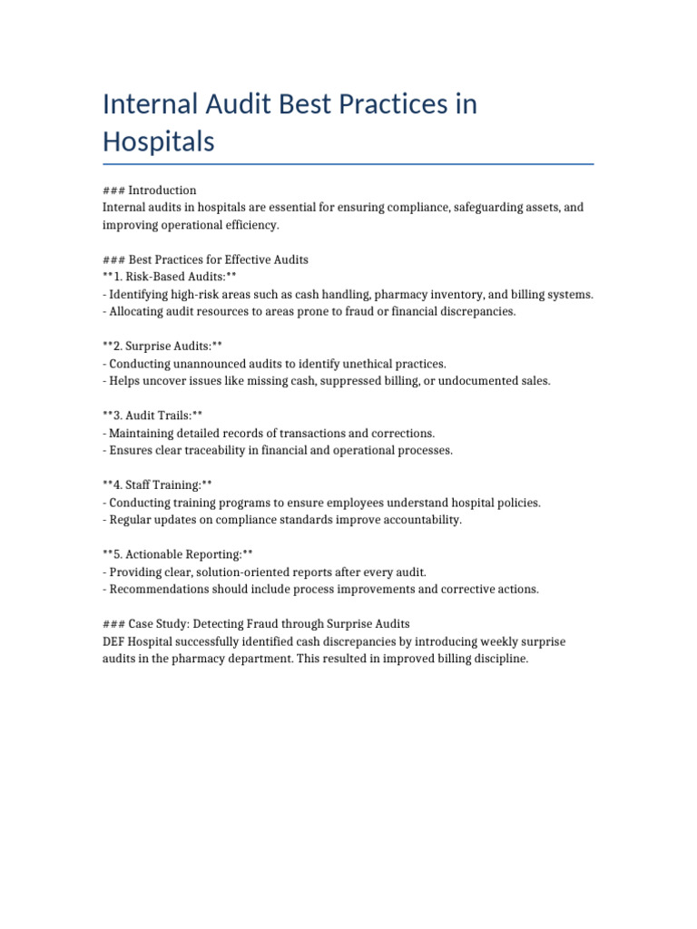 Internal Audit Best Practices | PDF