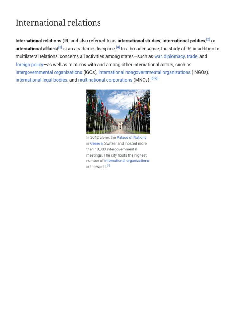 Overview of International Relations | PDF | International Relations ...