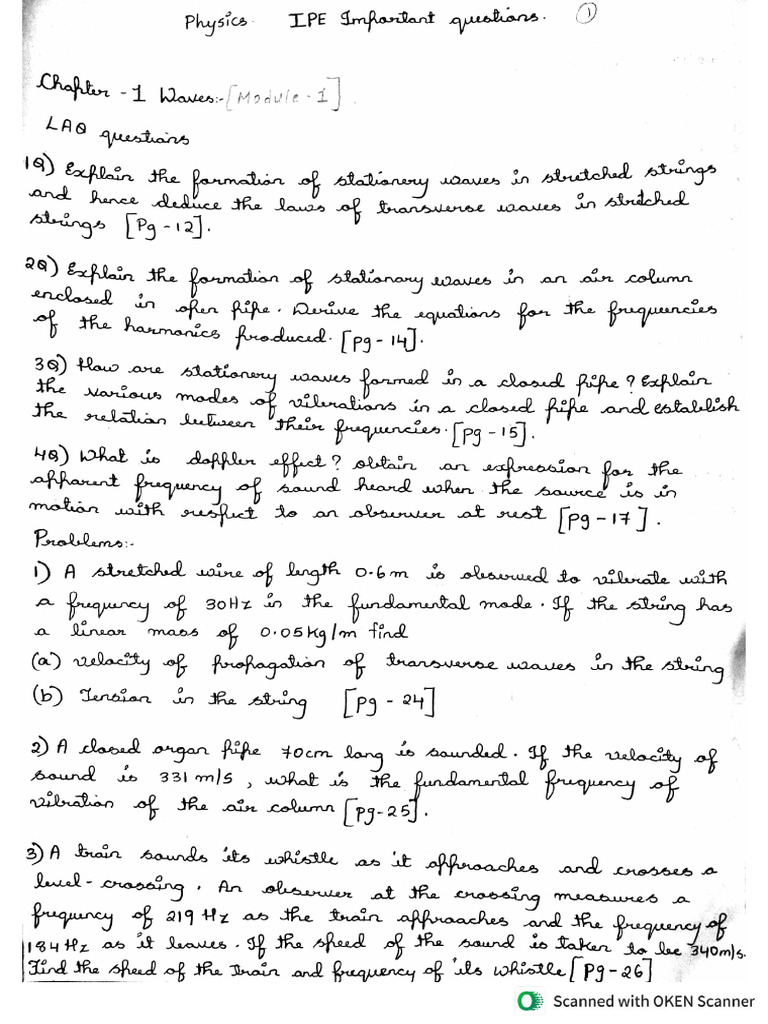 Class 12 Physics IPE Important Questions | PDF