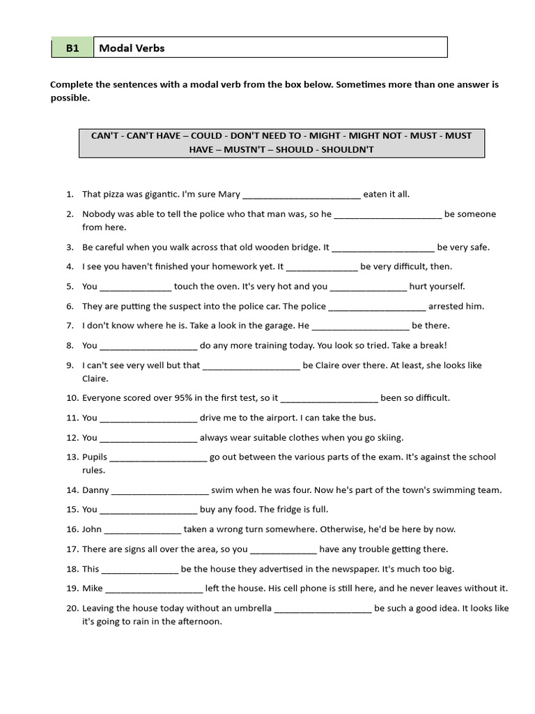 Modal Verbs 2 Worksheet | PDF | Linguistics | Grammar