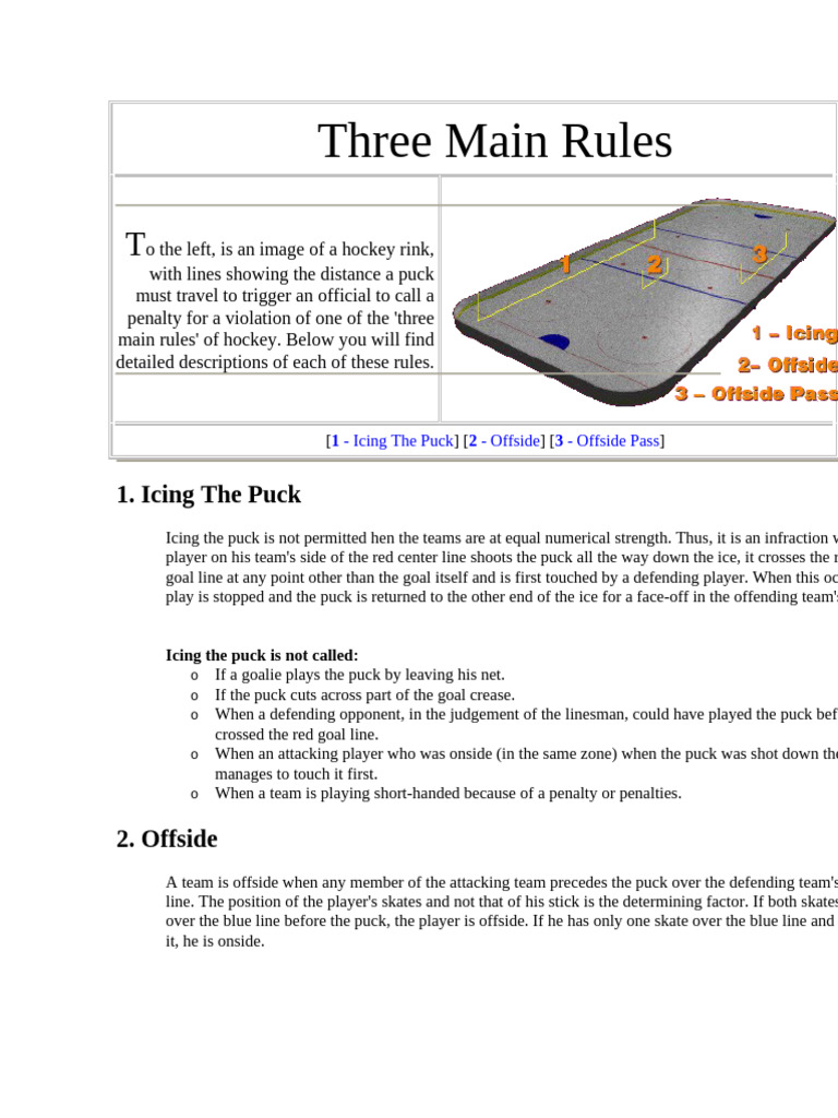 Three Main Rules-Hockey | PDF
