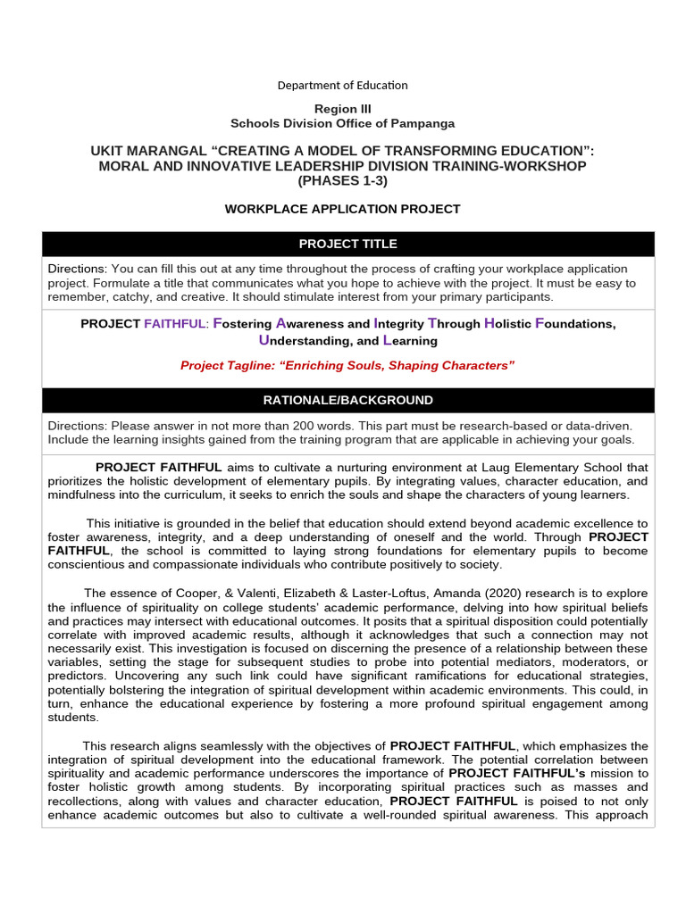 WAP 2024 Project FAITHFUL | PDF | Teachers | Mindfulness