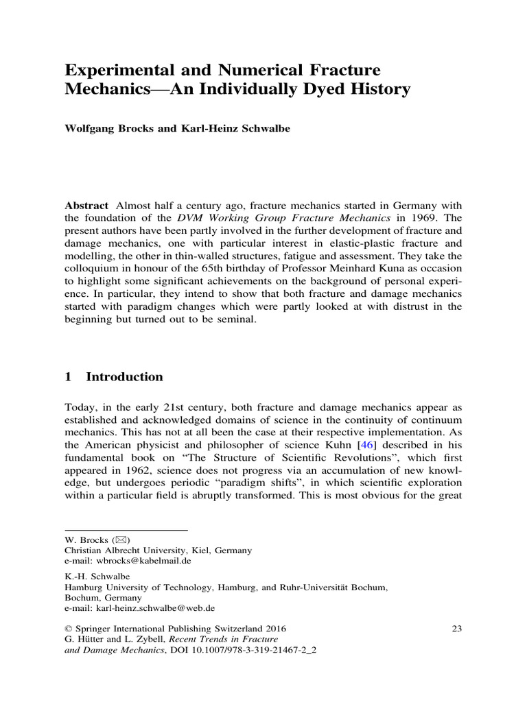 Brocks and Schwalbe Experimental and Numerical FractureMechanics-An ...