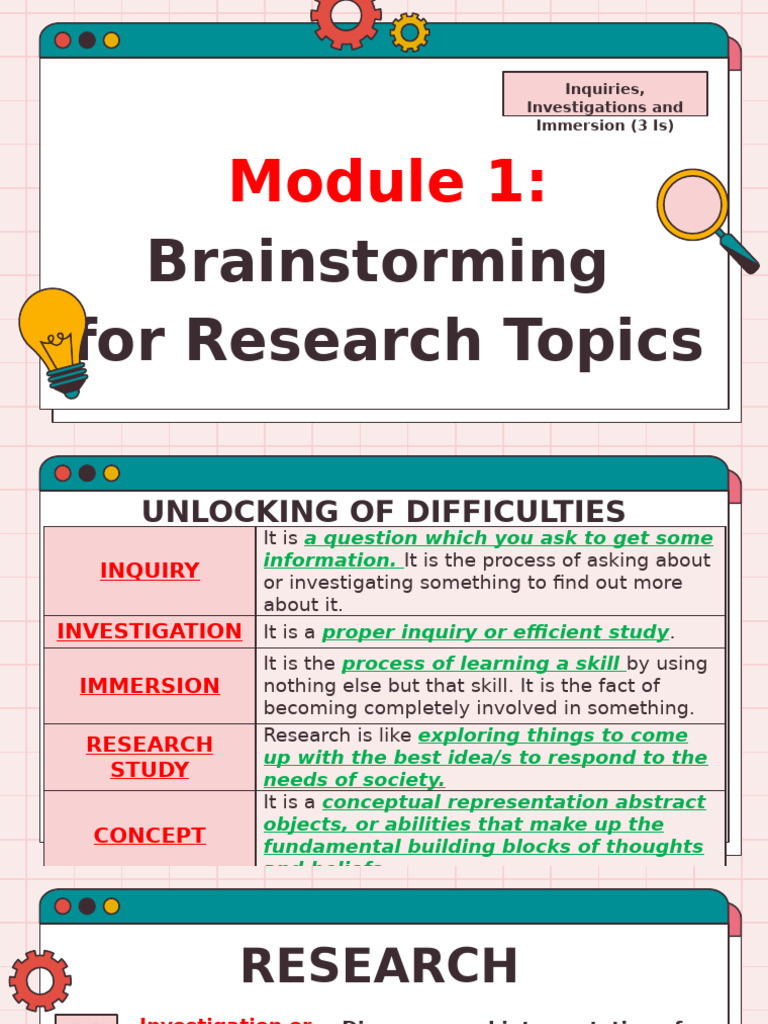 Research Topic Brainstorming Guide | PDF | Hypothesis | Qualitative ...