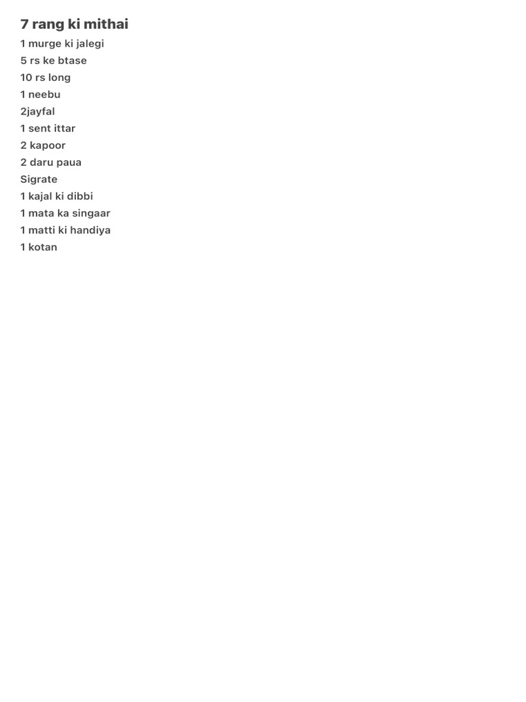 7 Rang Ki Mithai | PDF