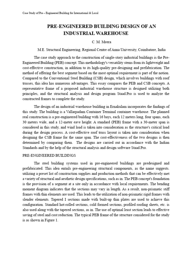 Case Study of Pre Engineered Design Building System | PDF | Truss | Roof