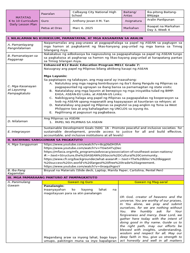 Reading G7- ASEAN PILIPINAS | PDF
