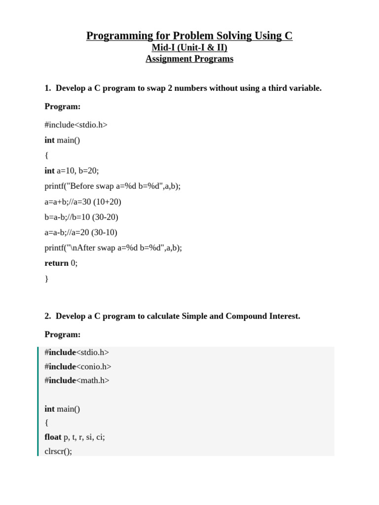 PPSC MID-I ASSIGNMENT PROGRAMS | PDF | Fahrenheit | Compound Interest