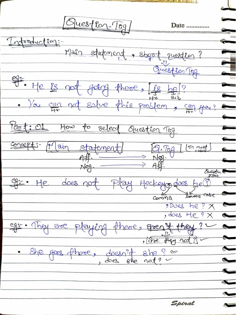 Question Tag Notes | PDF