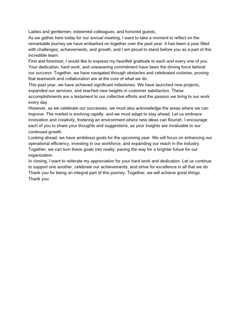 Annual Meeting Chairman's Speech | PDF