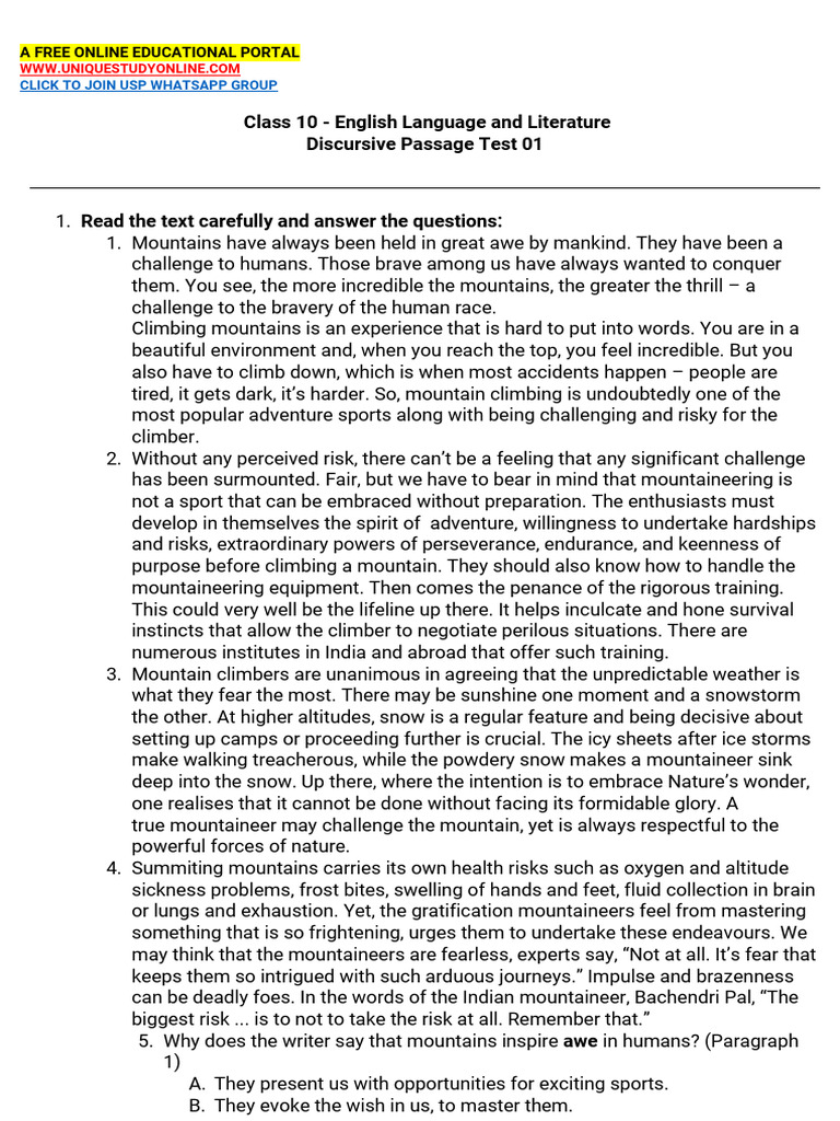 Discursive-Passage-Test-01.docx | PDF | Obesity | Dieting