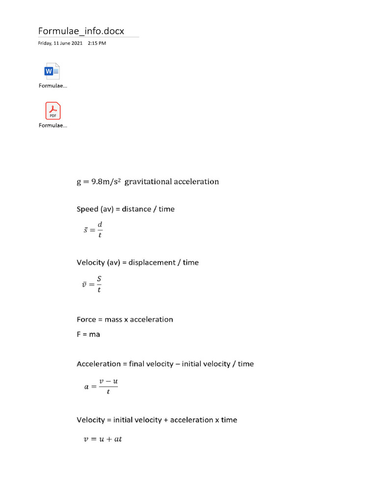 Formula for Exam | PDF