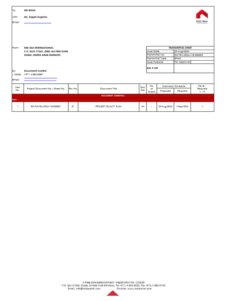 RSI-TRN-2024-WB-000009 - Transmittal Sheet | PDF