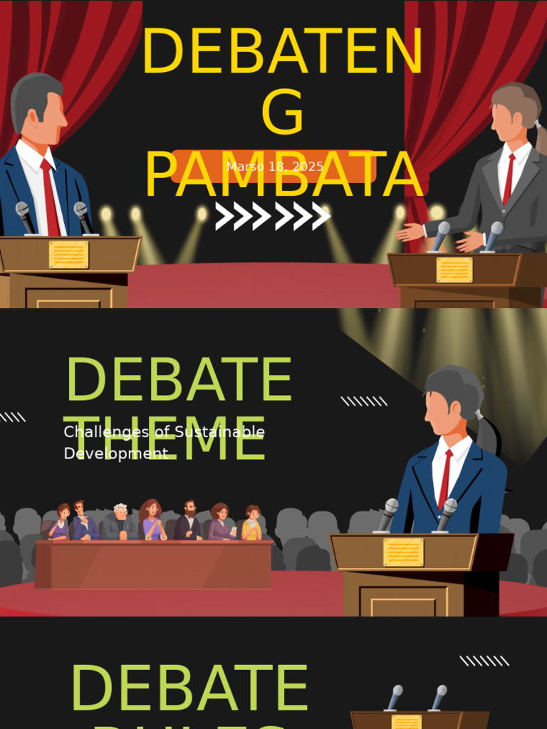 Colorful Illustrative Debate Competition Presentation (Autosaved) | PDF