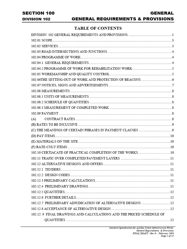 General Requirements for Urban Infrastructure | PDF | Specification ...