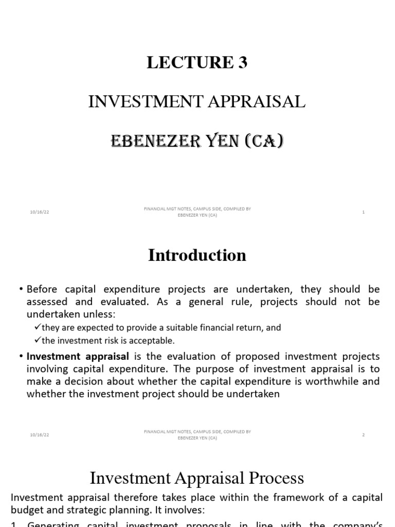Investment Appraisal Techniques Explained | PDF | Net Present Value ...