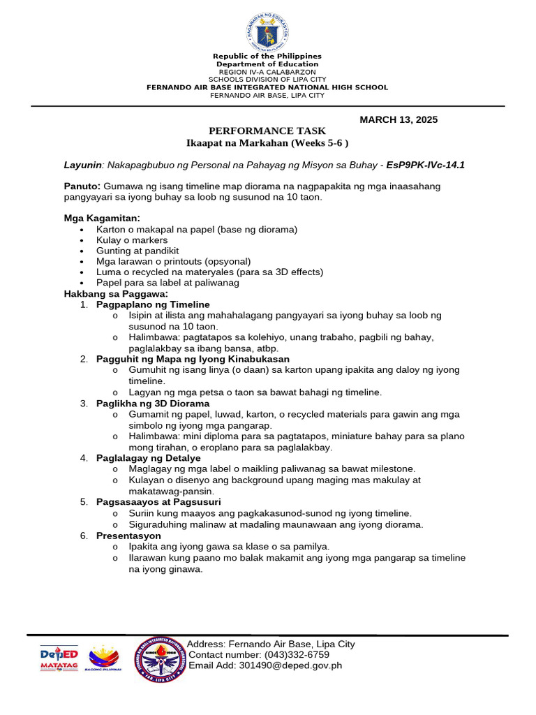 Performance Task 3 q4 Esp 9 | PDF