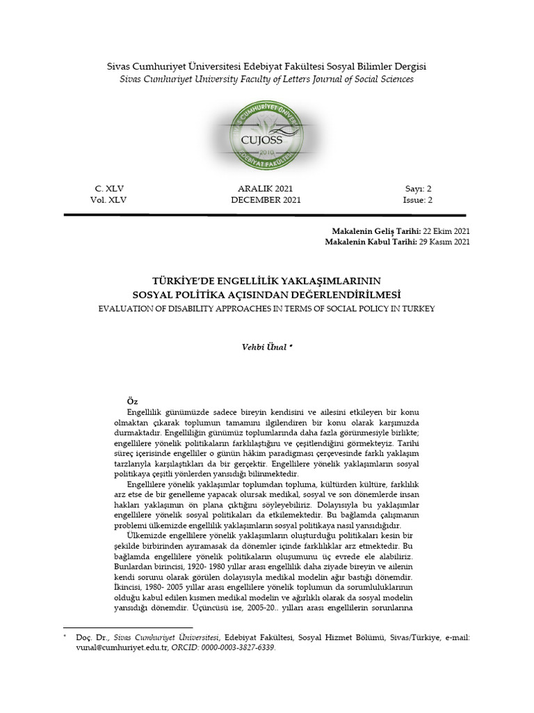 T - RK - Ye - de Engell - L - K Yakla - Imlarinin Sosyal Pol - T - Ka A - Isindan de - Erlend ...