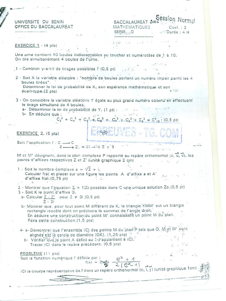 BAC.D.MATH.2001 | PDF