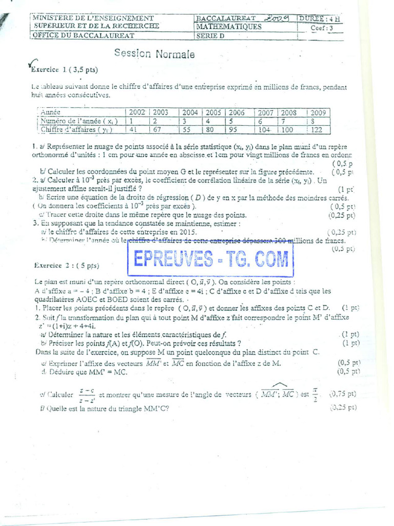 Bac D Math 2009 | PDF