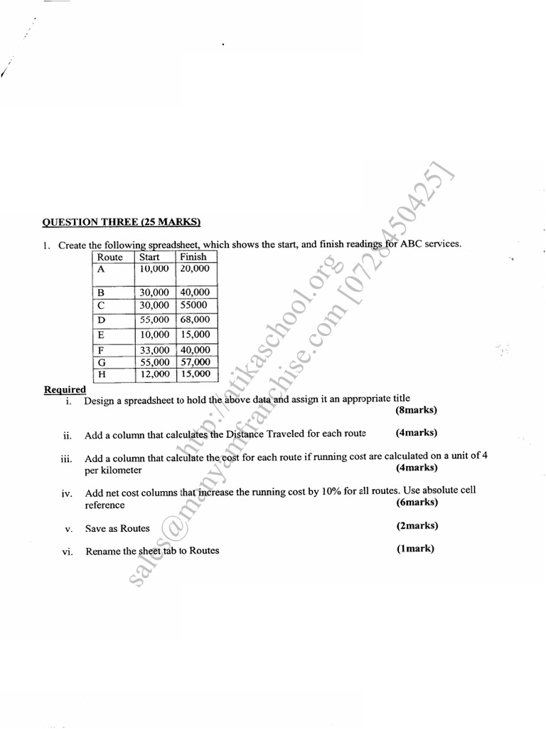 Spreadsheets 32 Practical Questions | PDF