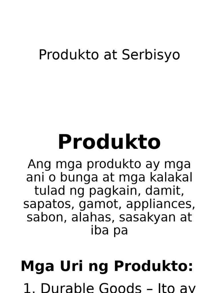 Produkto at Serbisyo | PDF