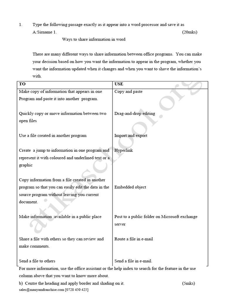 Word Processor 2 Practical Questions | PDF | Computer File | System ...